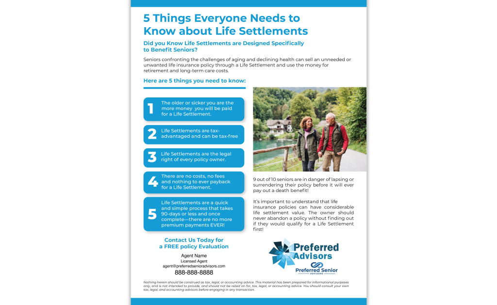 Life Settlements Flyer - 1 - English - Preferred Senior Advisors